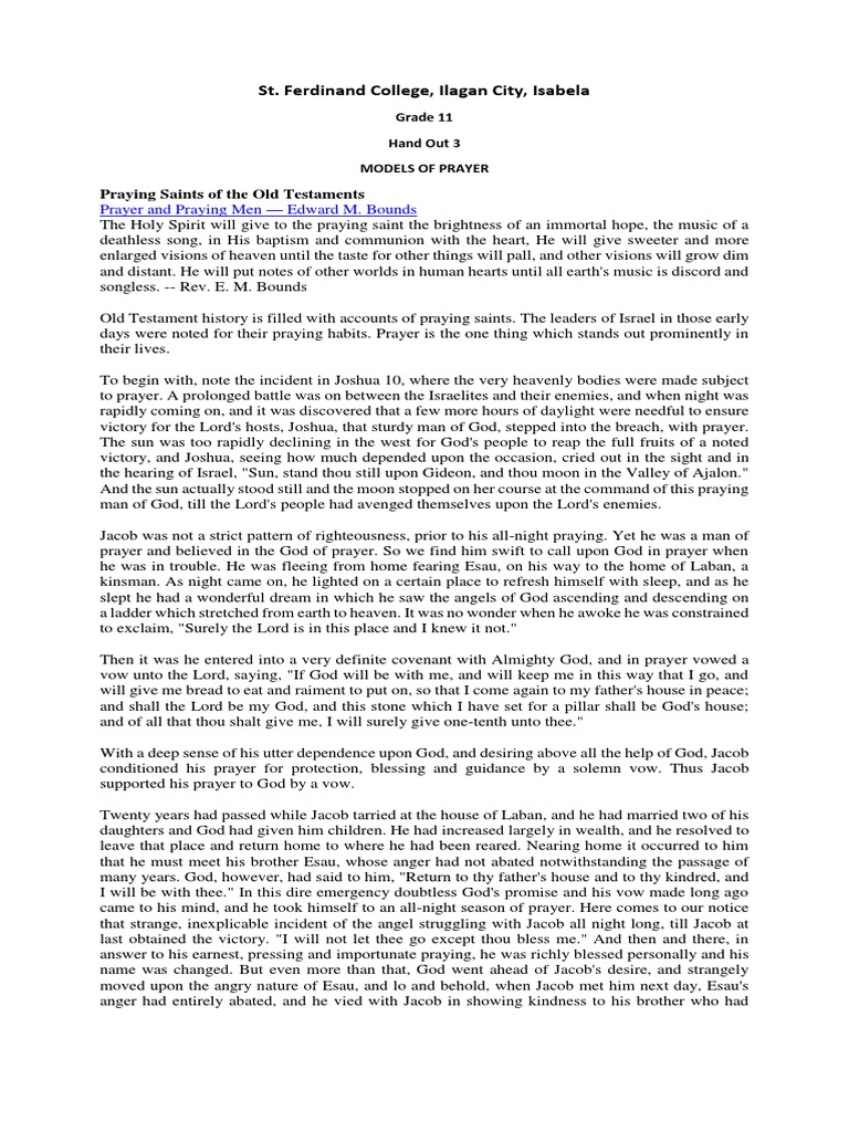 Old Testament Saints and Prayer | PDF | Samson | Jacob
