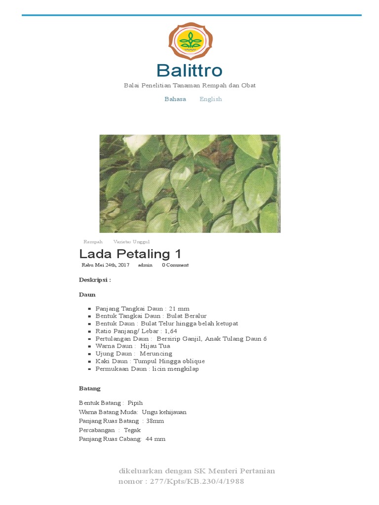 Lada Petaling 1 - Balittro | PDF