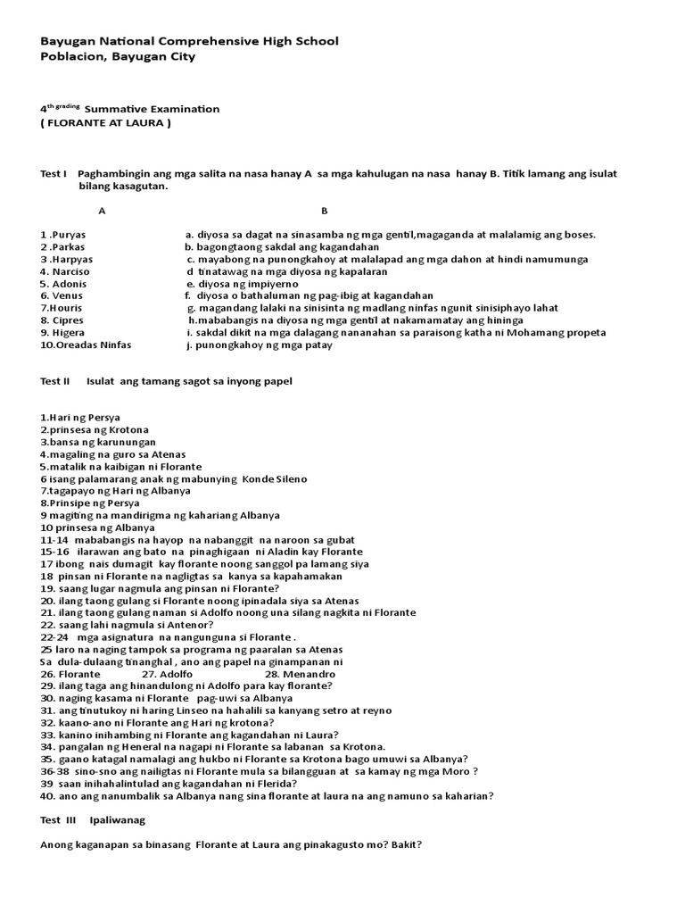 4th Grading Summative | PDF