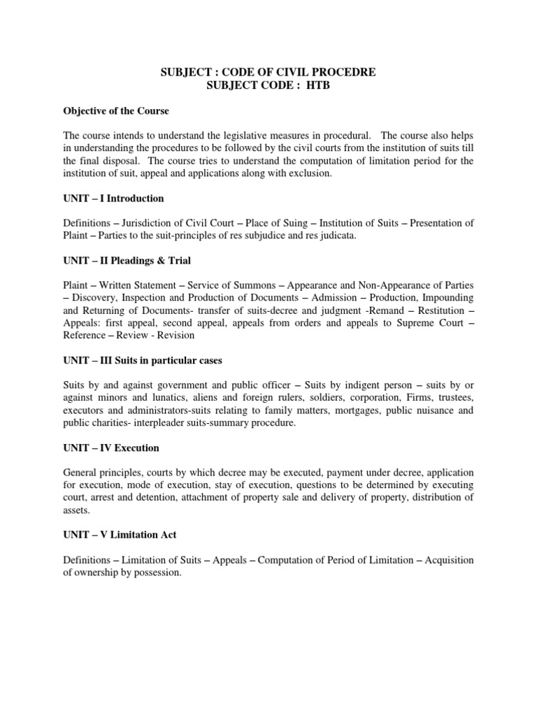 Overview of Civil Procedure Code | PDF | Politics | Social Science