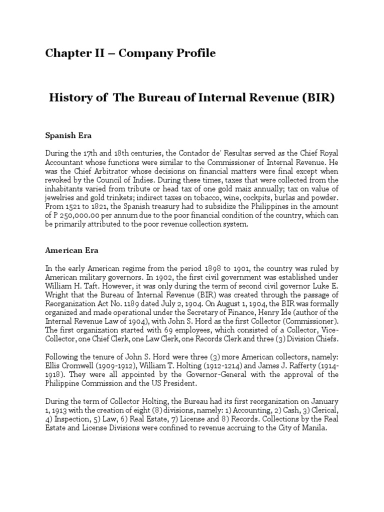 BIR History | PDF | Taxes | Government Finances