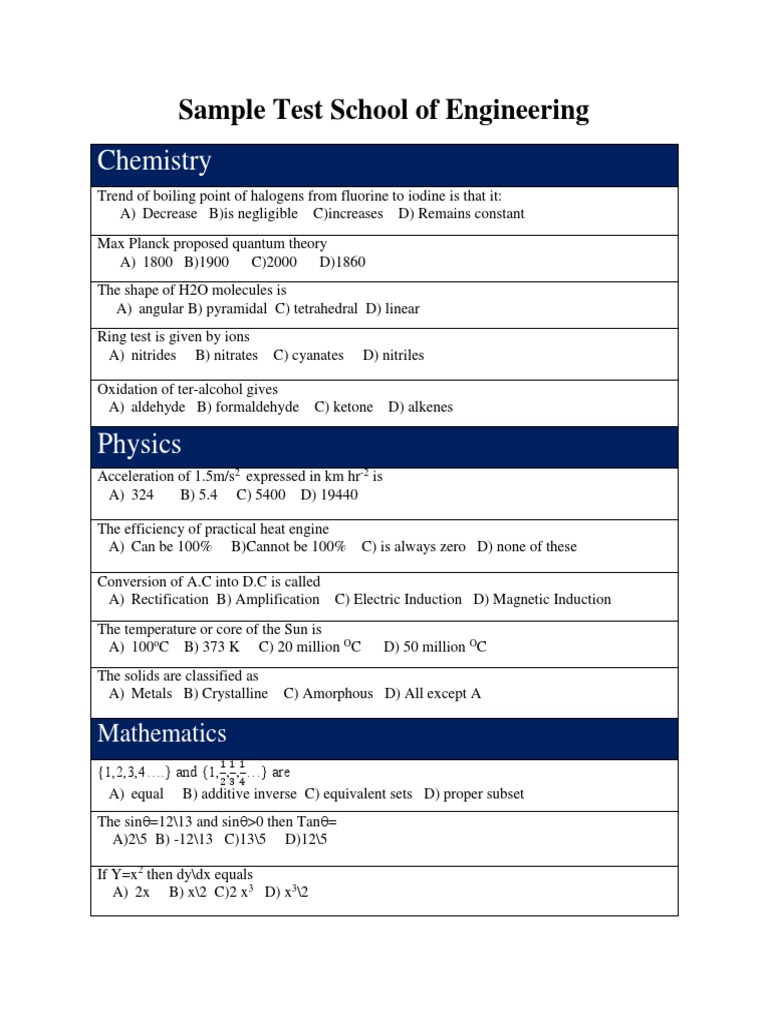 Sample Test Engineering | PDF
