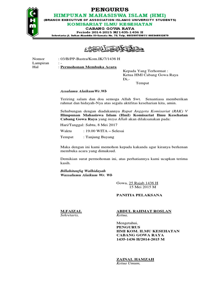 Permohonan Membuka Acara | PDF