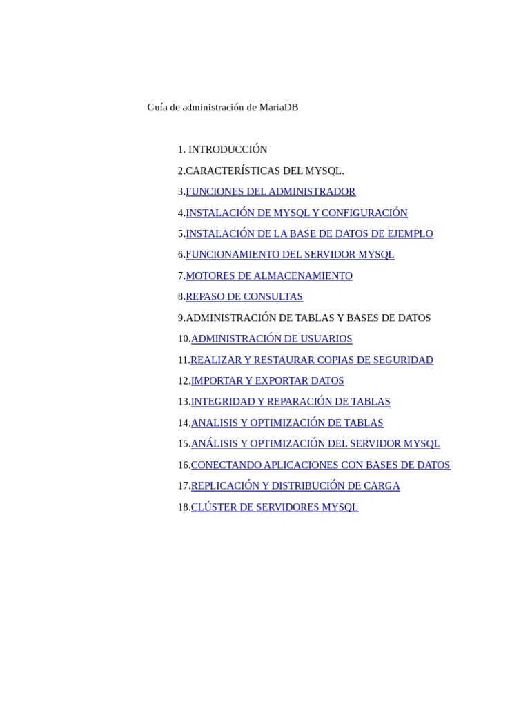 Guía de Administración de MariaDB | PDF | Mi sql | Bases de datos