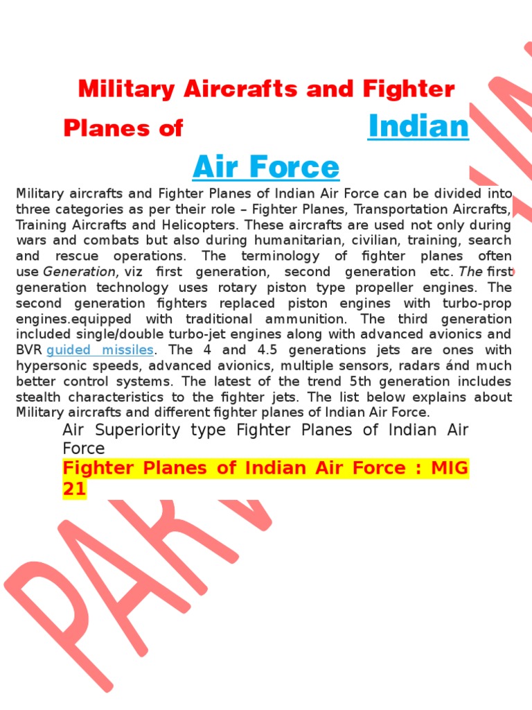 Indian Air Force: Military Aircrafts and Fighter Planes of | Download ...