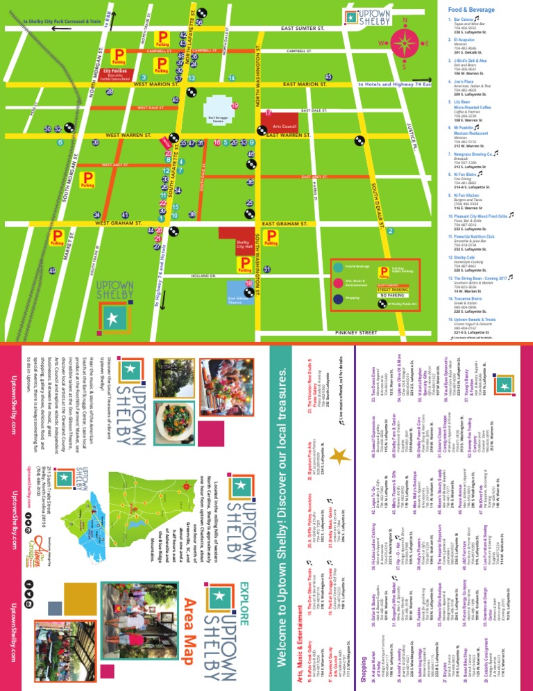 Uptown Shelby Visitor Map | PDF | Food And Drink | Food And Drink ...