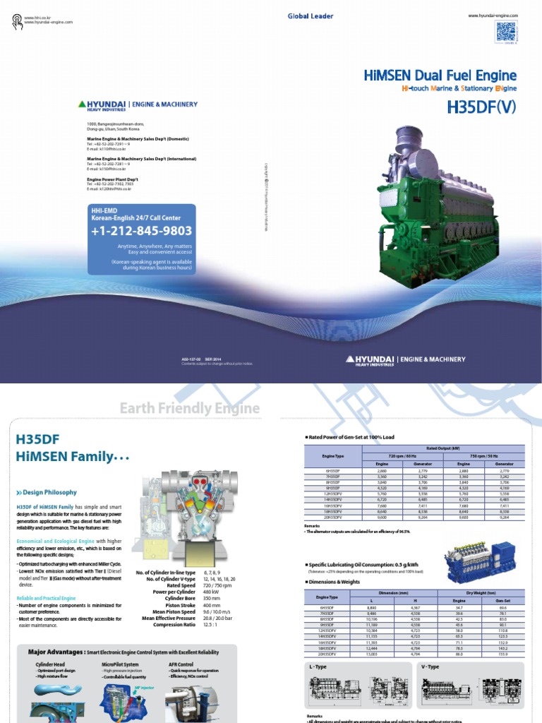 Hyundai Himsen Dual Fuel Engine | Engines | Diesel Engine