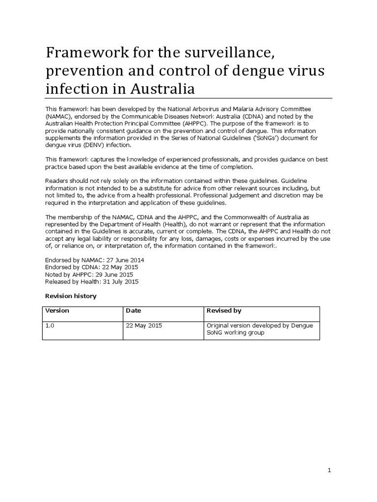 Framework For The Surveillance, Prevention and Control of Dengue Virus ...