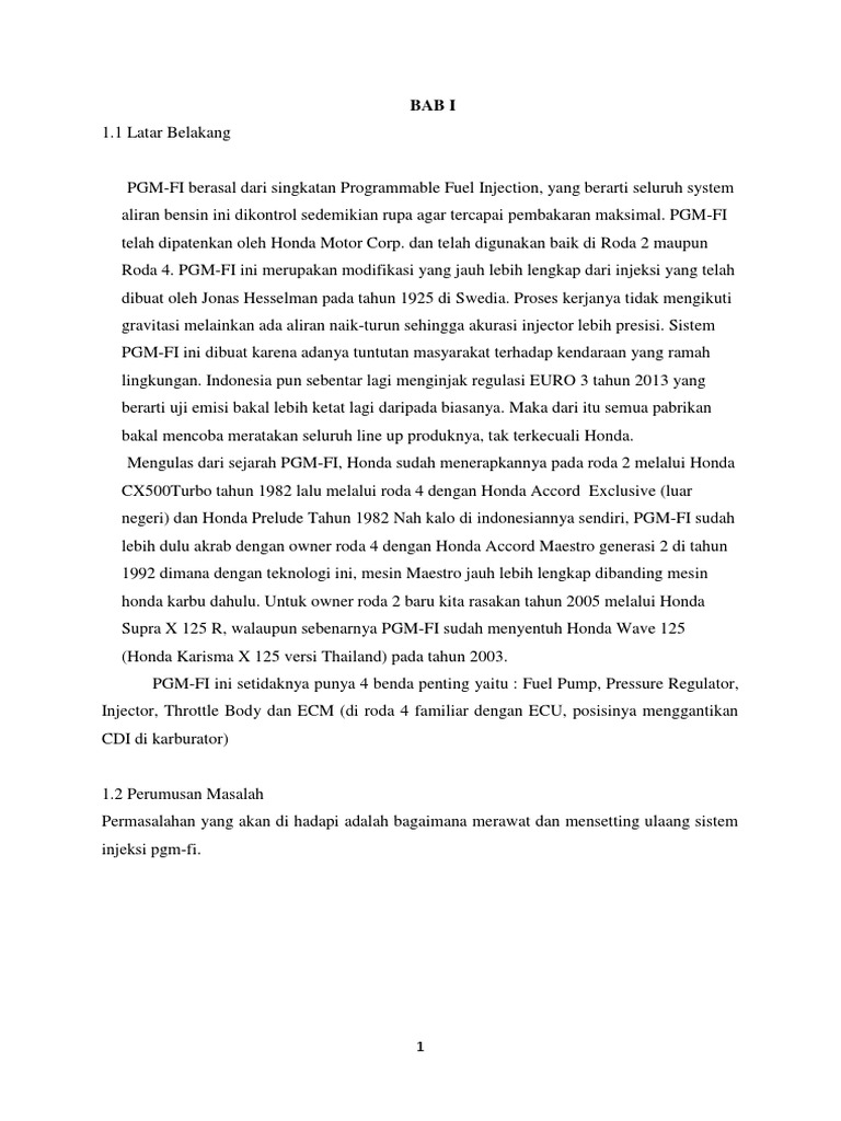 PEMBUKAAN SISTEM INJEKSI PGM-FI | PDF