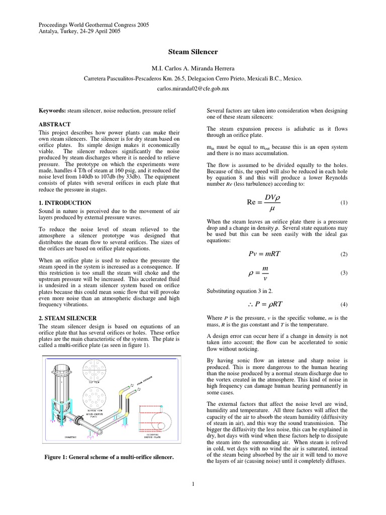 Steam Silencer Design | PDF | Atmosphere Of Earth | Fluid Mechanics