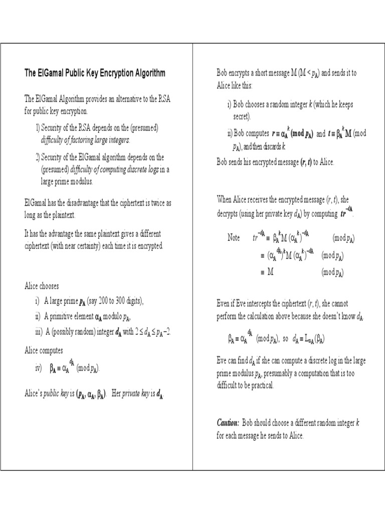 El Gamal PDF | PDF | Public Key Cryptography | Cryptography