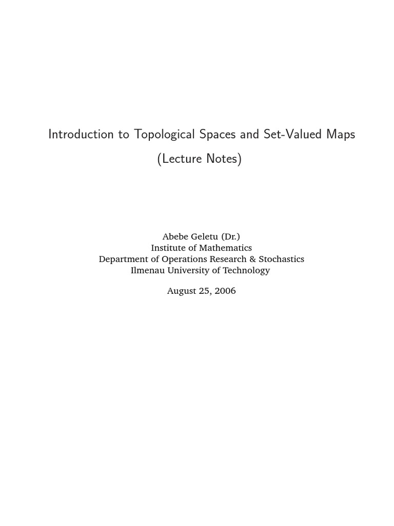 Introduction To Topological Spaces and Set-Valued Maps | PDF | Metric ...