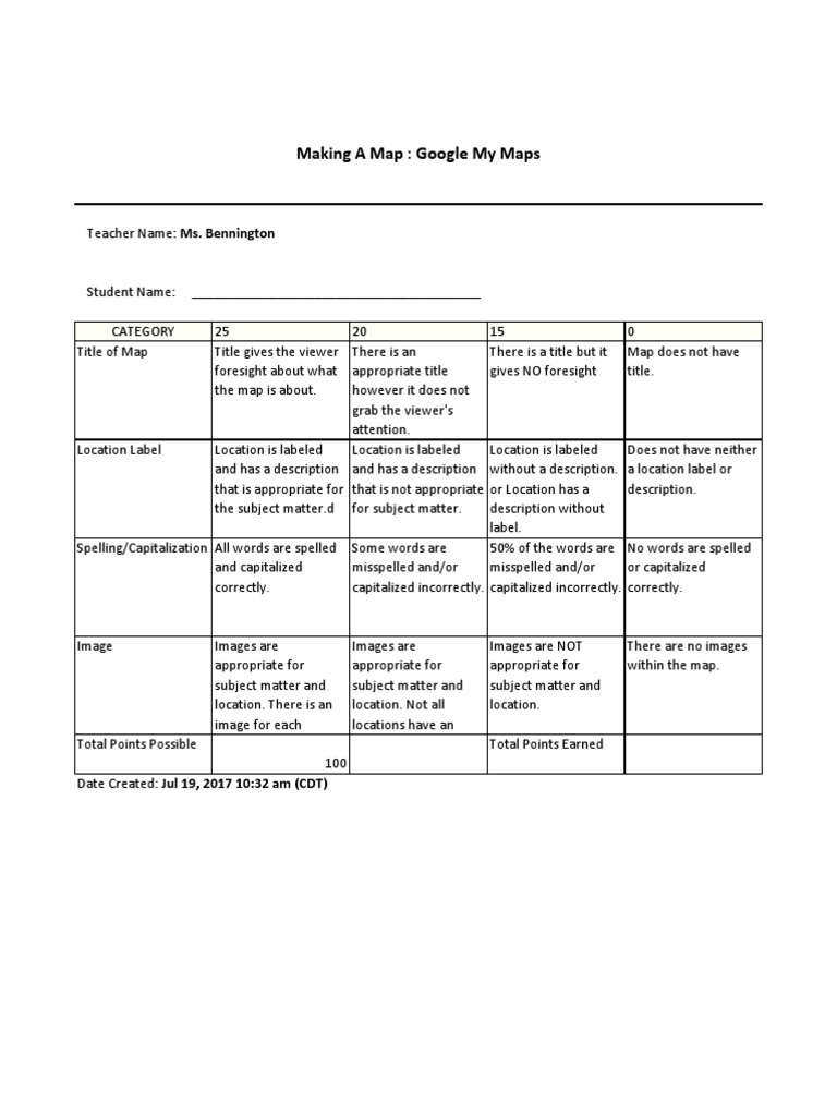 My Maps Rubric | PDF