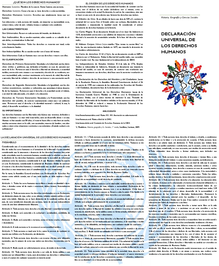 Tríptico Declaración Universal de Los Derechos Humanos | Derechos ...