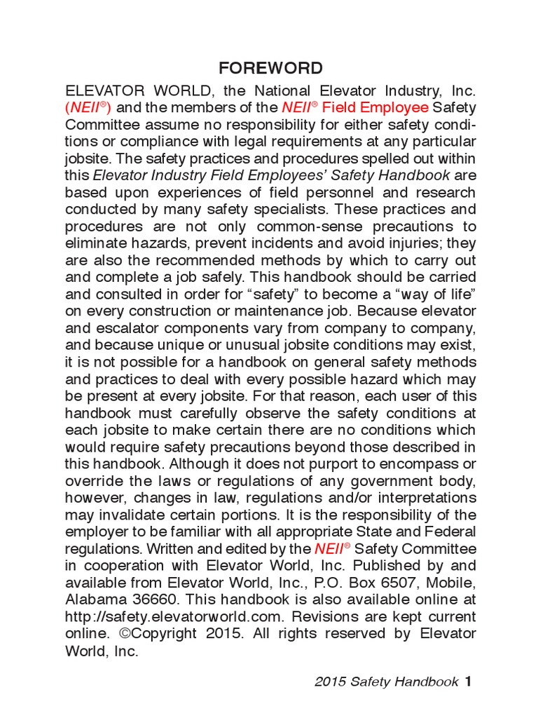 SafetyHB 2015REDRev | PDF | Personal Protective Equipment | Elevator