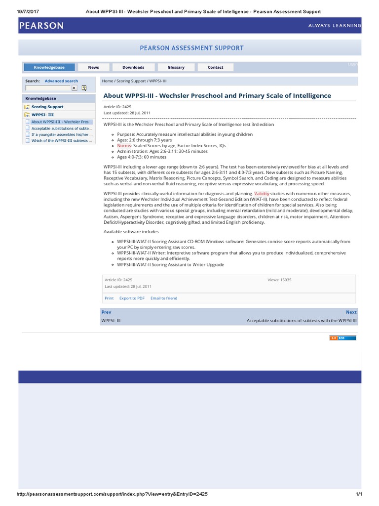 About WPPSI-III - Wechsler Preschool and Primary Scale of Intelligence ...