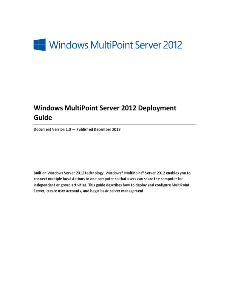 Windows MultiPoint Server 2012 Deployment Guide2 PDF | PDF | Microsoft ...