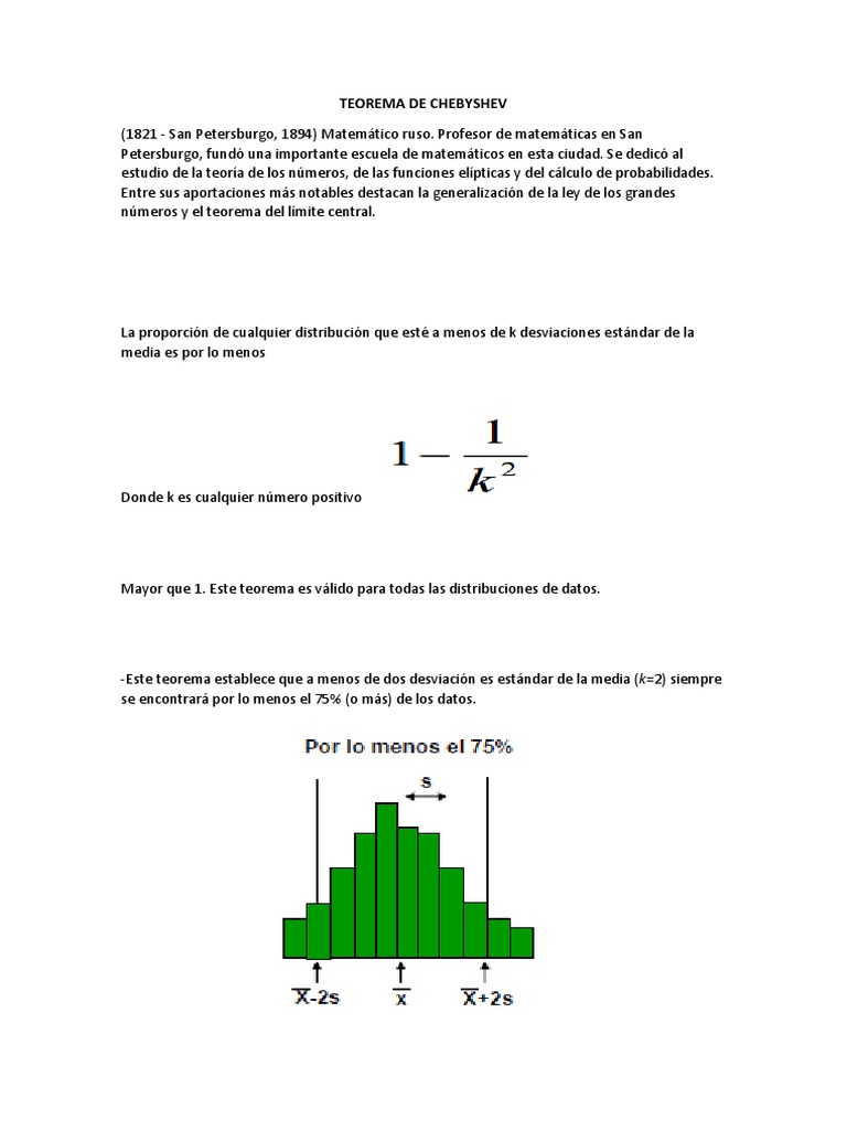 Teorema de Chebyshev y Regla Empírica | PDF | Ciencia y matemáticas