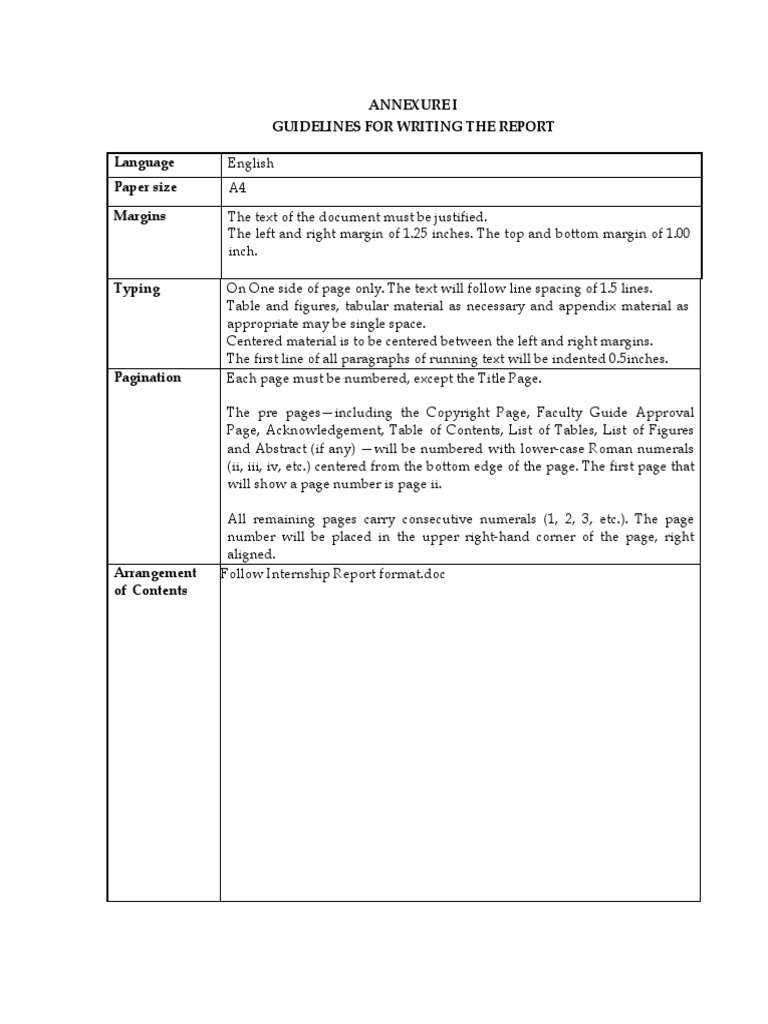 Annexure i Guidelines for Writing the Report | Citation | Writing