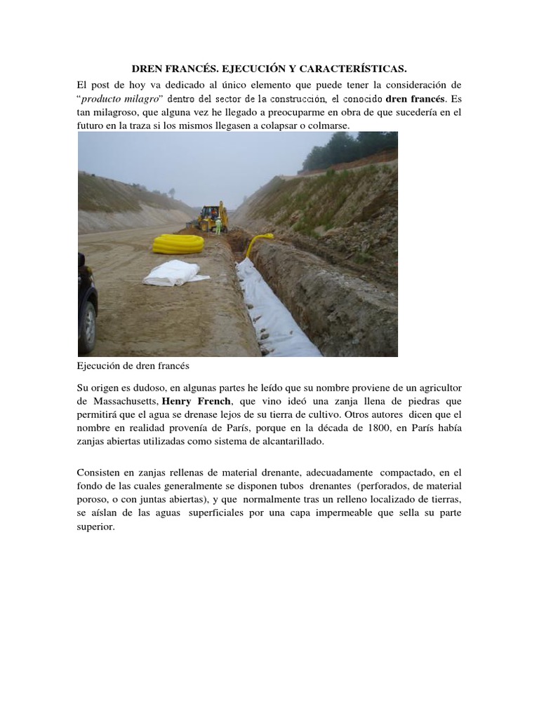 Drenaje Francés: Ejecución y Normativa | PDF | Science | Ingeniería
