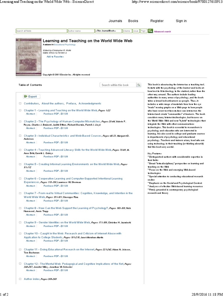 Learning and Teaching On The World Wide Web - ScienceDirect | PDF ...