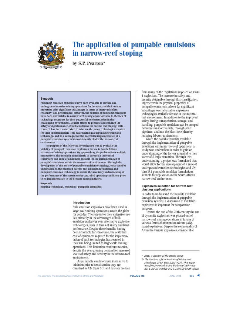 The Application of Pumpable Emulsions | PDF | Explosive Material | Explosion
