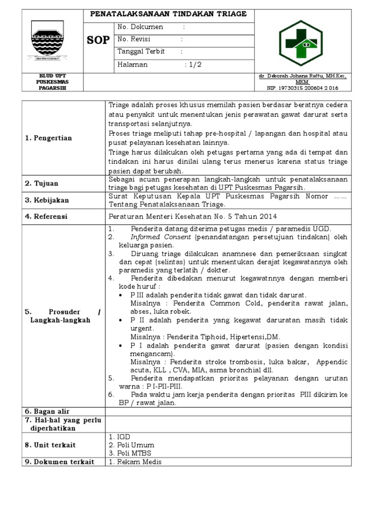 SOP Penatalaksanaan Triage | PDF