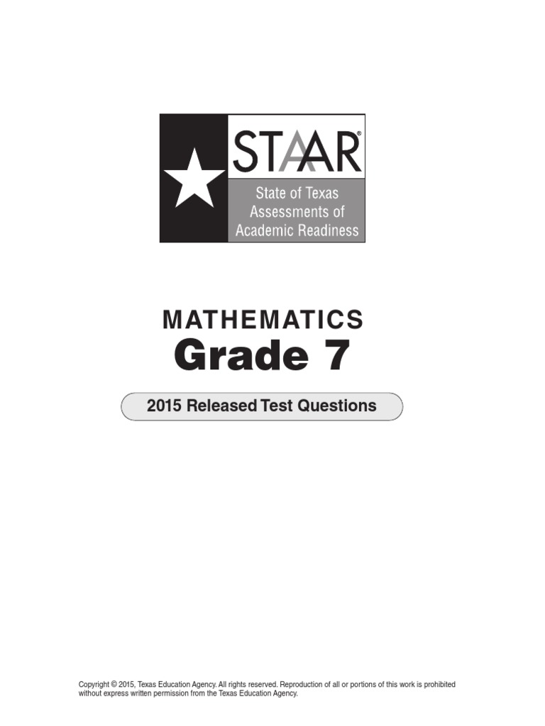 Staar-2015 7th Grade | PDF | Area | Teaching Mathematics