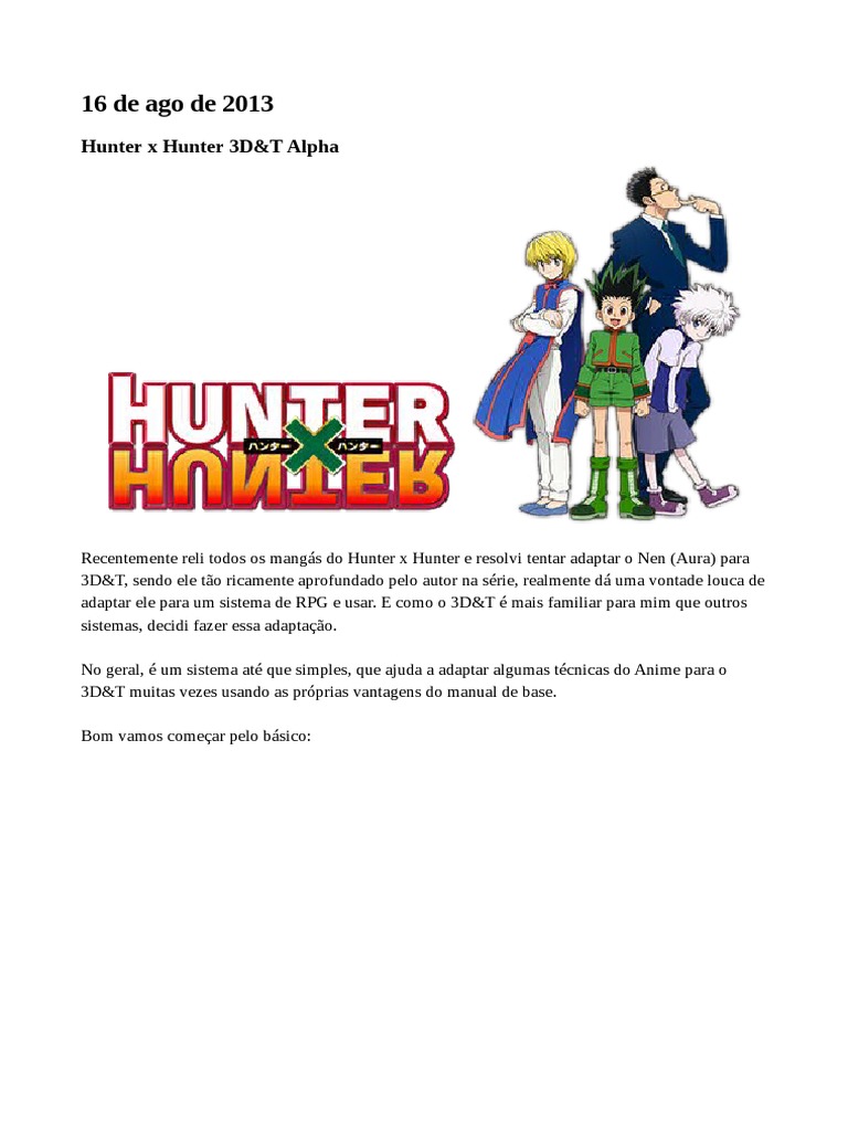 Hunter X Hunter Pdf Aura Paranormal Natureza