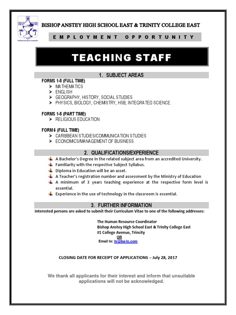 Teaching Vacancies | PDF