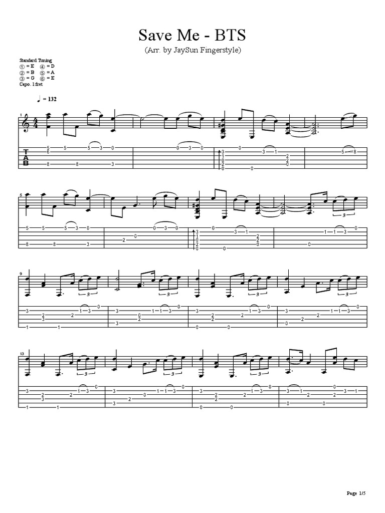 Save Me - BTS | PDF | String Instruments | Guitar Family Instruments