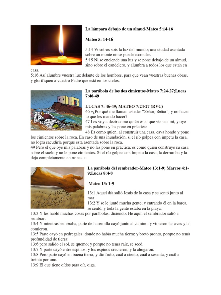 10 Parabolas de Jesús Parabolas de La Biblia | Parábolas de Jesús ...
