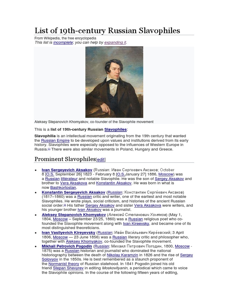 List of 19th-Century Russian Slavophiles | PDF | Russian Literature ...