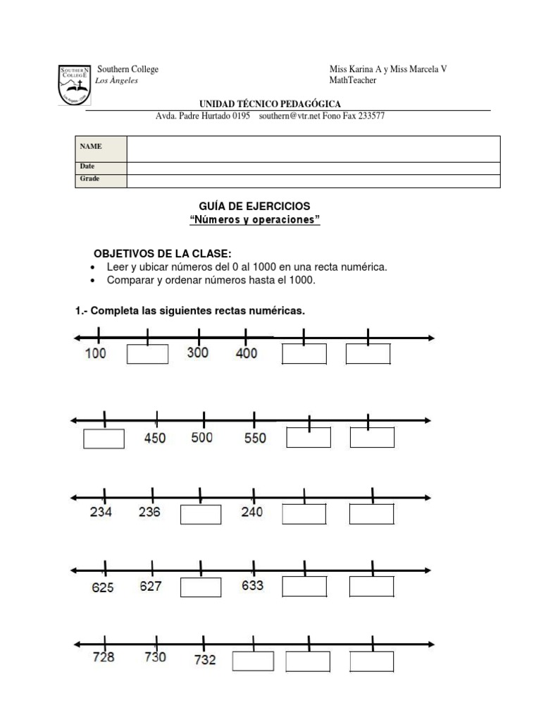 Guia Ordenar Numeros | PDF