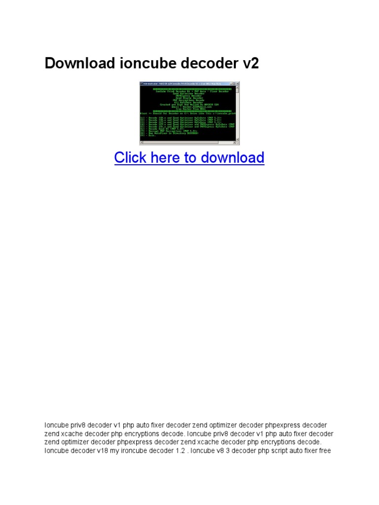 Ioncube Decoder v2 | PDF | Php | Word Press