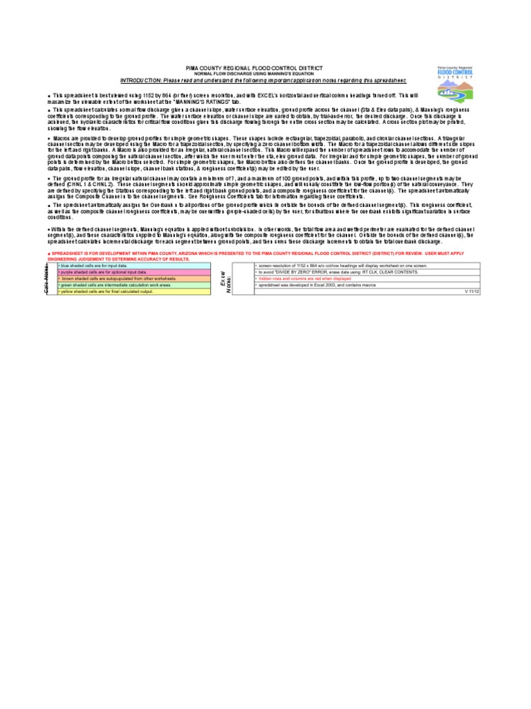 Hec Hms Manning With Macros | PDF | Spreadsheet | Surface Roughness