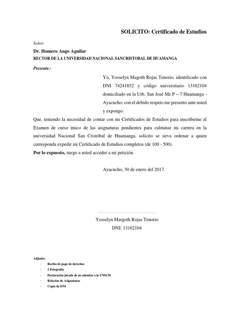 Solicitud Certificado | PDF