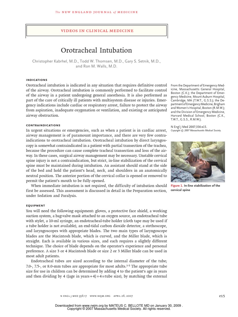 Orotracheal Intubation | PDF | Health Care | Medicine