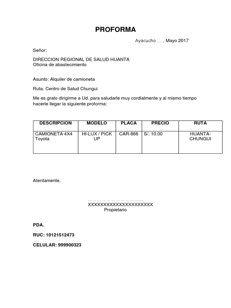Proforma de Carro | PDF