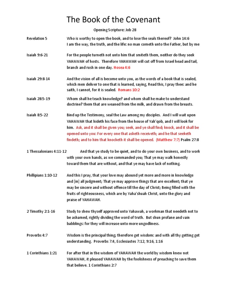 The Book of The Covenant | PDF | The Gospel | Bible Content