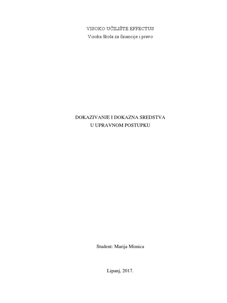 Dokazivanje U Upravnom Postupku | PDF