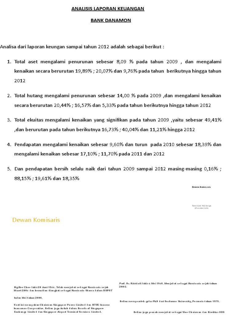 Analisis Dan Struktur Bank Danamon | PDF