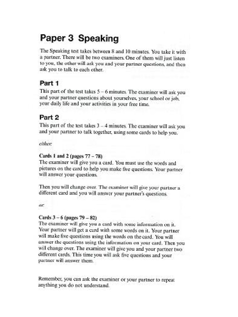 Ket Speaking Pair Work | PDF