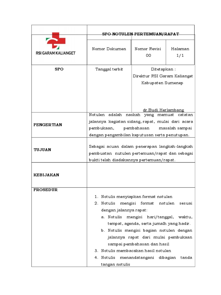 Form SPO Notulen Pertemuan | PDF