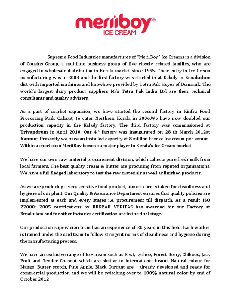 Meriiboy Profile | PDF | Ice Cream | Foods