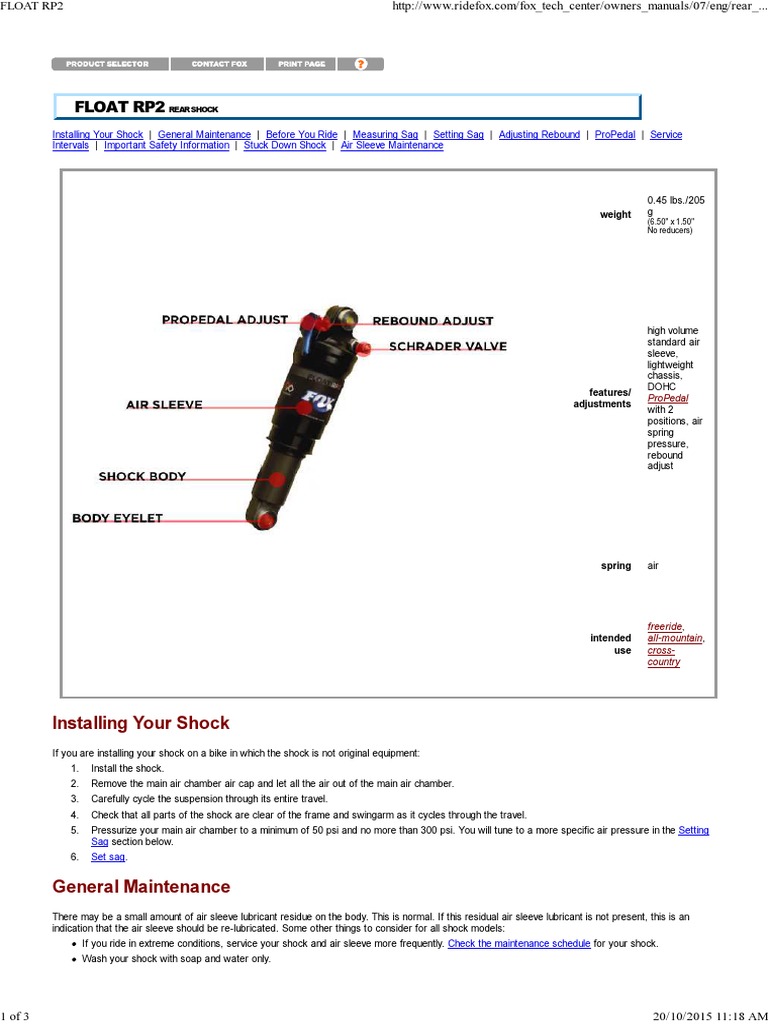 Fox Float Rp2 | Mechanical Engineering | Manufactured Goods