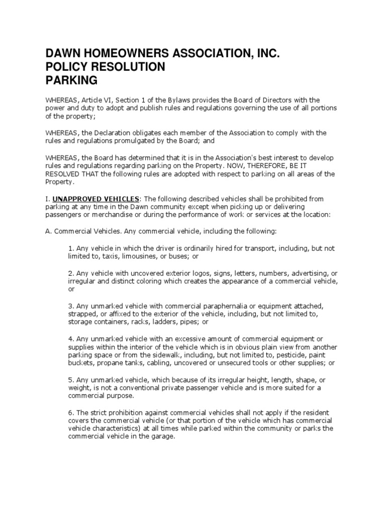 Parking Rules Sample | PDF | Vehicles | Traffic