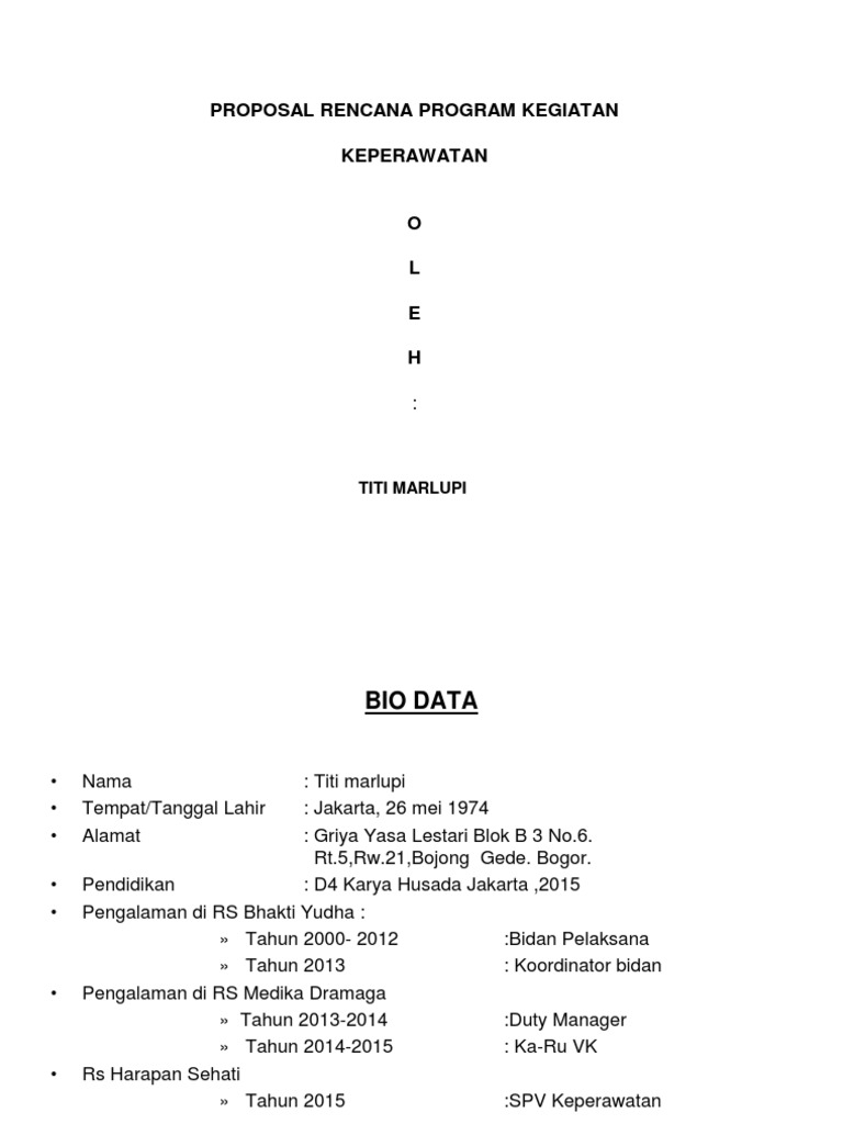 Program Kerja SPV Keperawatan | PDF | Bisnis