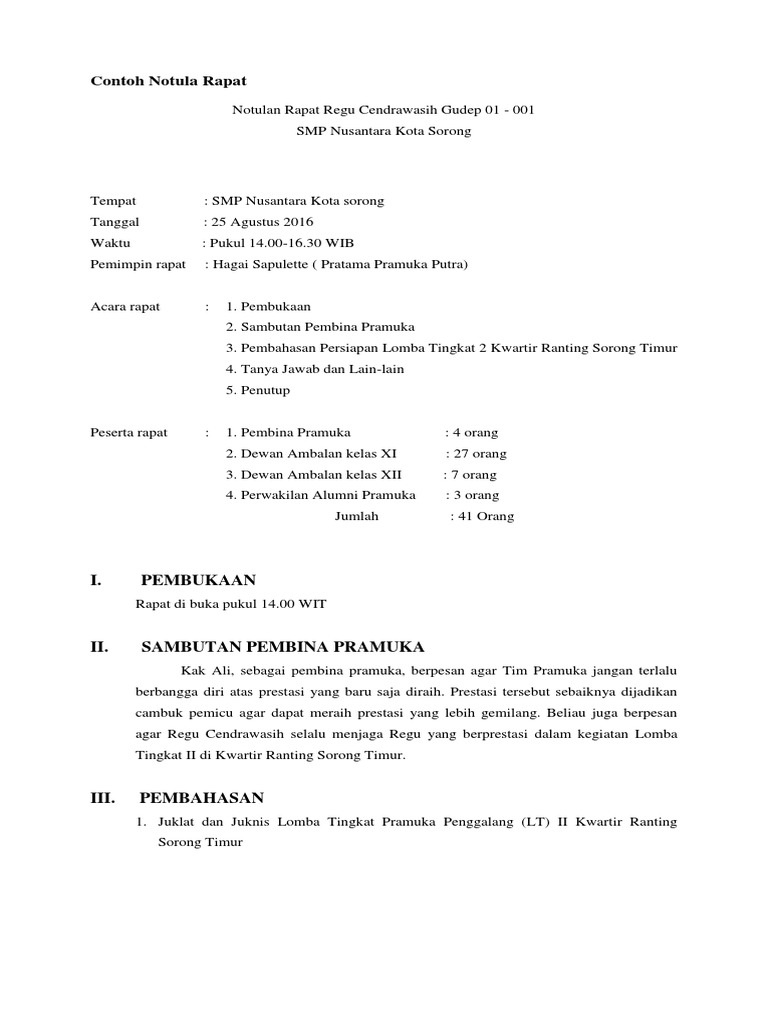 Contoh Notula Rapat | PDF | Perjalanan