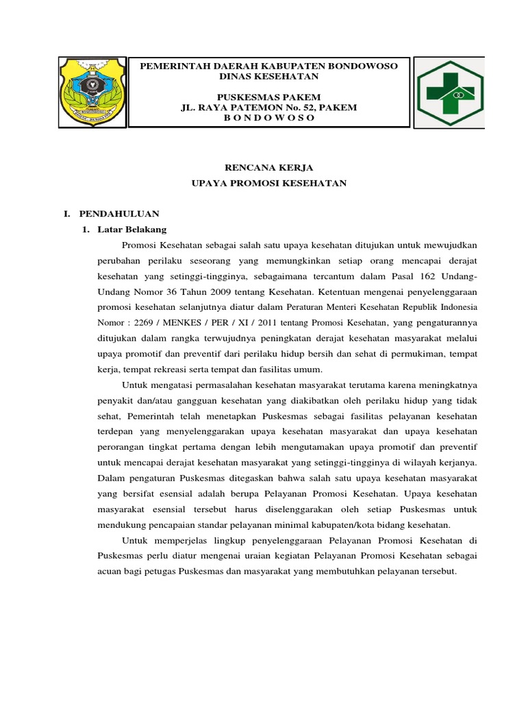 Rencana Kerja Promkes Pakem | PDF